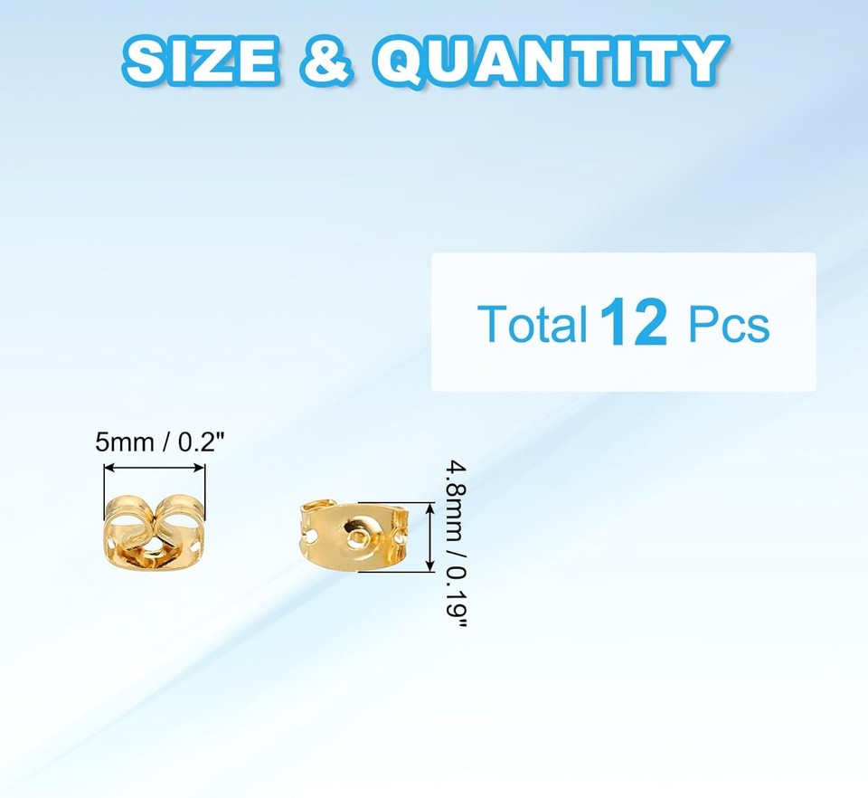 10 Pcs 14K Gold Earring Backs Replacement Ear Locking for Stud Earrings ...