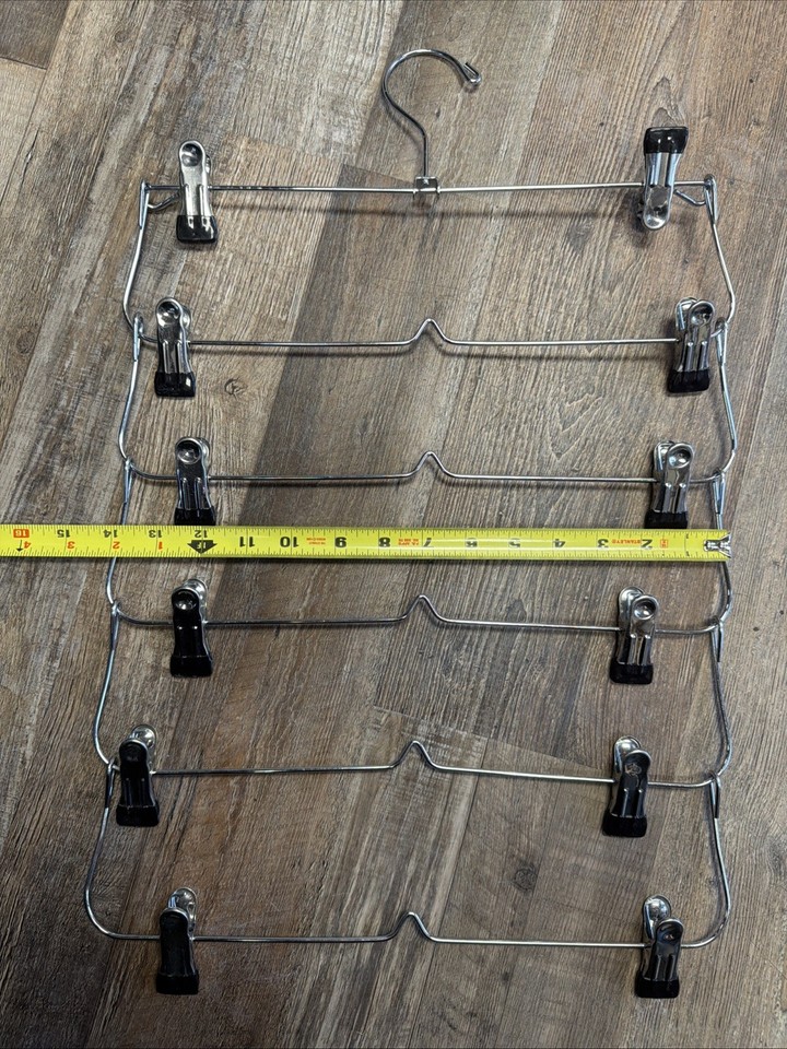 VINTAGE Metal Black Chrome Wire 6 Tier Skirt Pant Clip Clamp Clothes ...