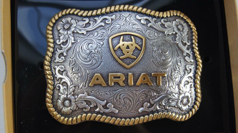 Ariat Western Belt Buckle Filigree Shield Berry Edge Silver Gold A37007 ...