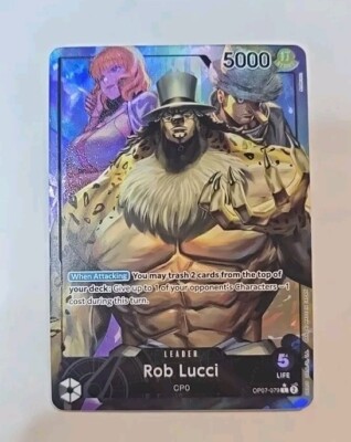 One Piece OP07-079 Rob Lucci Leader Alt Art Parallel English NM+ Grade ...