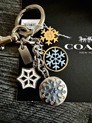 Coach Snowflake Cluster Bag Charm Keychain C7100 Silver/Multi New | eBay