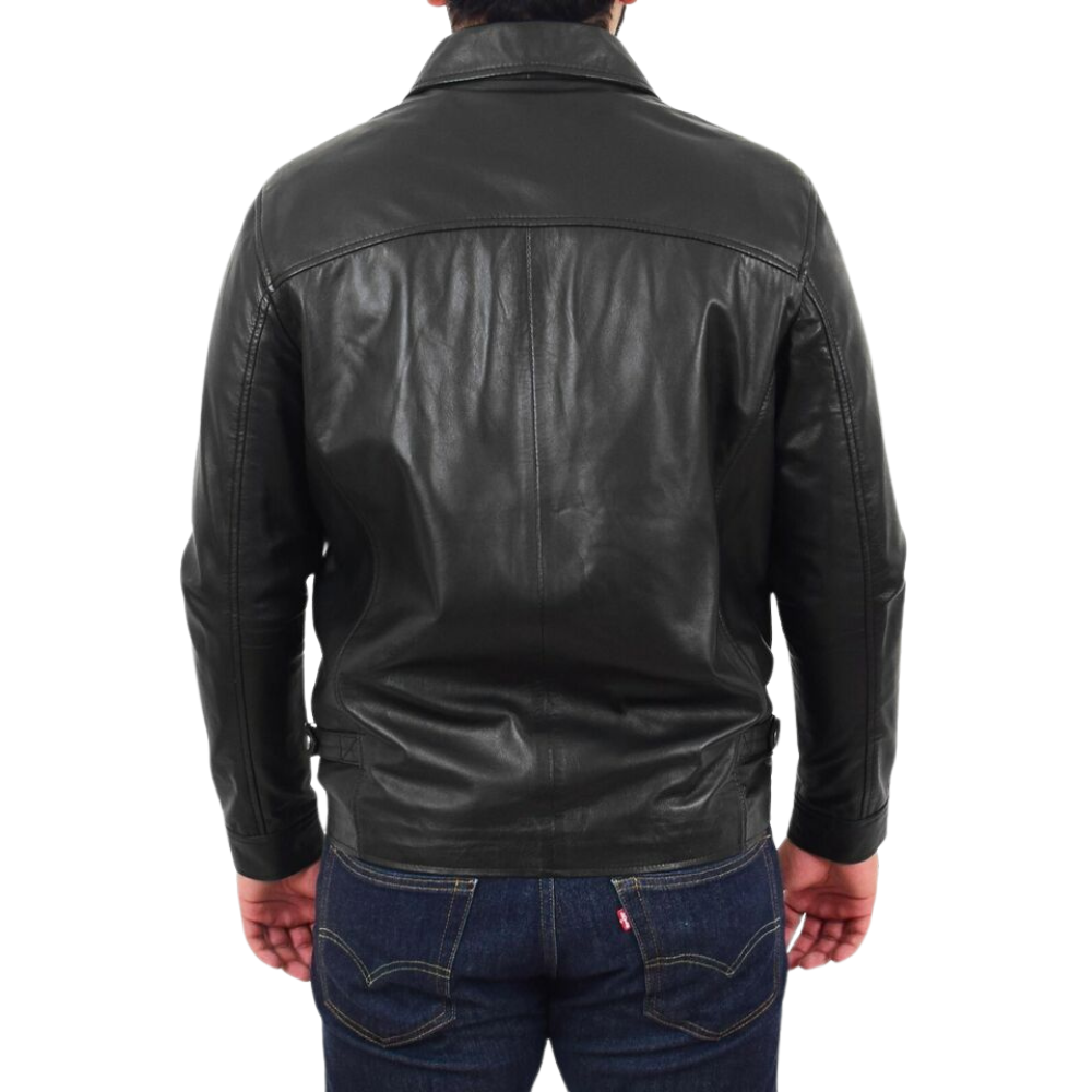 Mens Real Leather jackwt- Genuine Sheepskin leather classic biker ...