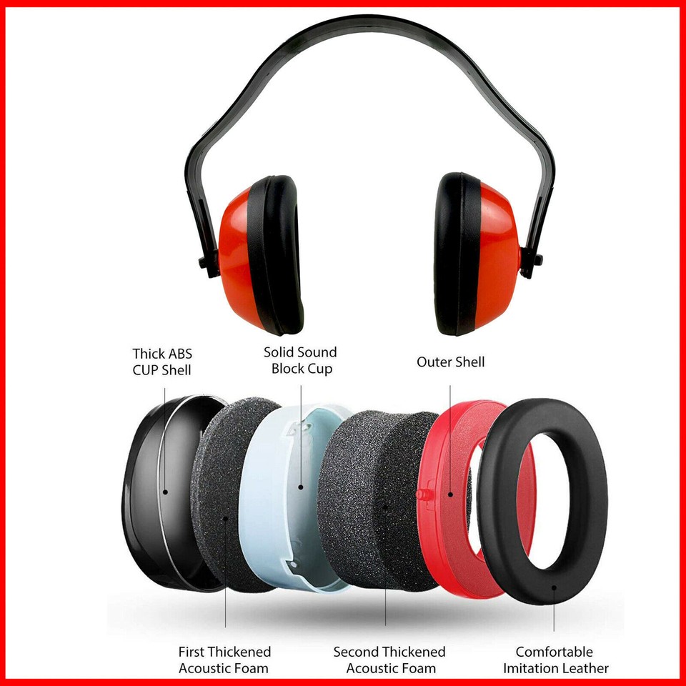 Red Ear Defenders Adjustable Head Band Safety Muffs SNR 27DB | Banded ...