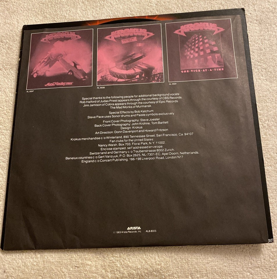 Krokus Headhunter Arista Records LP Vinyl Heavy Metal 1983 Original ...