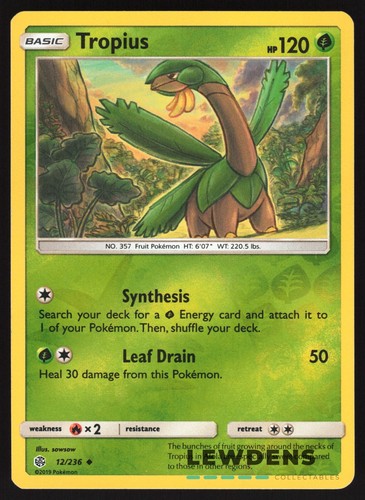Tropius - 12/236 - Reverse Holo Uncommon - Cosmic Eclipse - Pokemon ...