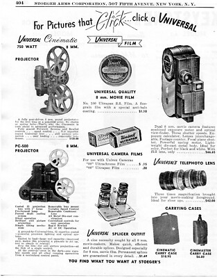 1949 Print Ad of Universal Cinemaster II Camera Cinematic Projector ...