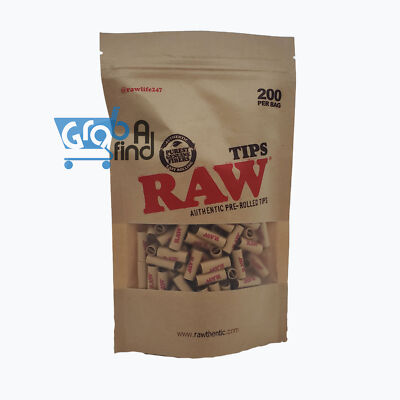 RAW Natural Unrefined Pre-Rolled Filter Tips - 1 Bag of 200 Tips ...