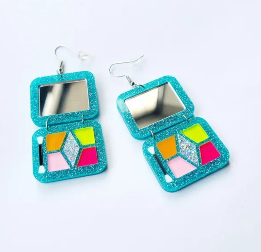 Colorful Eyeshadow Pallet Makeup Dangle Earrings Great Fun Novelty ...