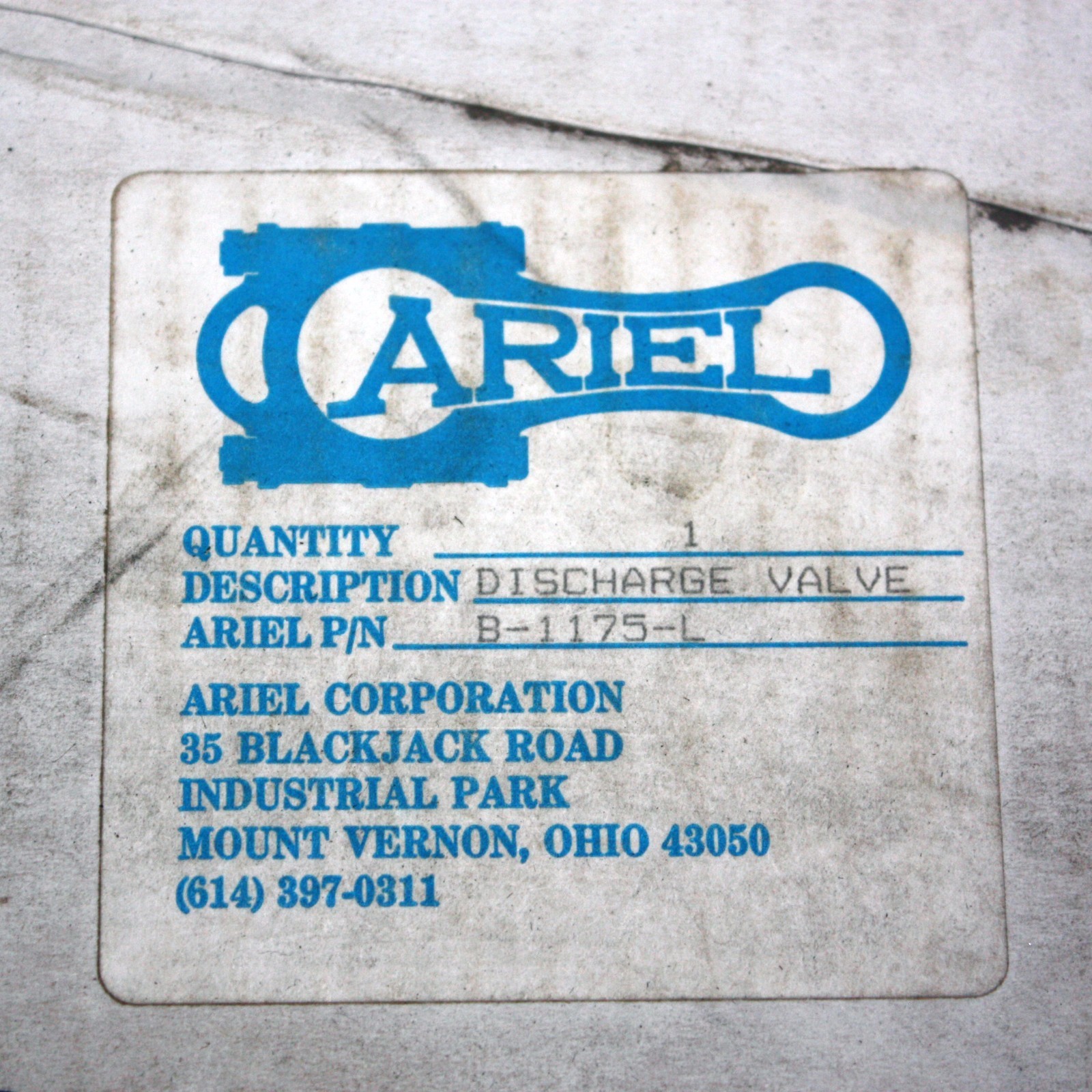 Ariel B-1175-L DISCHARGE valve gasket o-rings gas compressor 148CHT ...