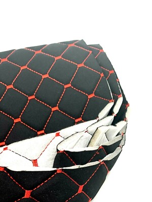 140cm x 100cm Black and Red Diamond Stitch Embossed Fabric Lining Car ...
