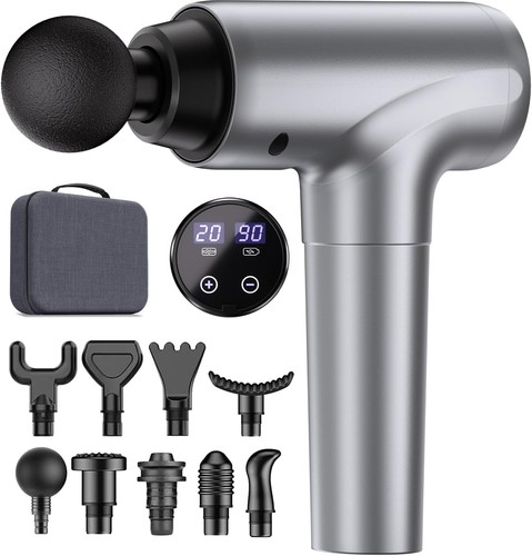 Massage Gun, Muscle Gun Deep Tissue Back Massager for Silver Grey | eBay