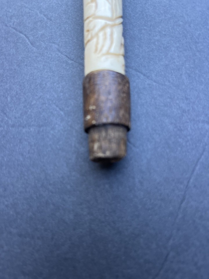Vintage Intricately Hand Carved Bone Walking Stick Cane Horn Handle | eBay
