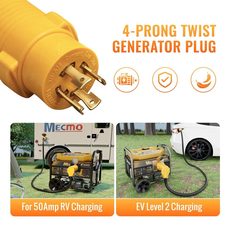 NEMA L14-30P to 14-50R RV Generator Adapter, 30 Amp to 50 Amp Twist ...