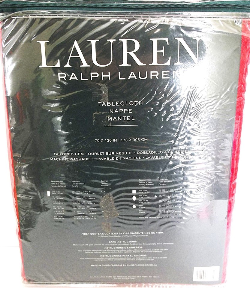 LAUREN Ralph Lauren Tablecloth, PAISLEY RED, Jacquard, 70" x 120", NEW ...