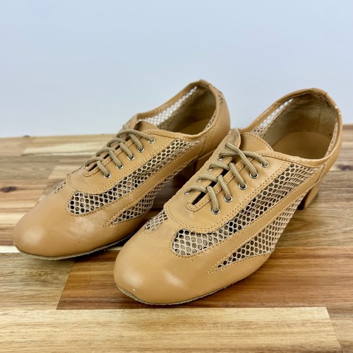 Very Fine Shoe Tan Leather Lace Up Ballroom Dance Shoes Womens Size 5 ...