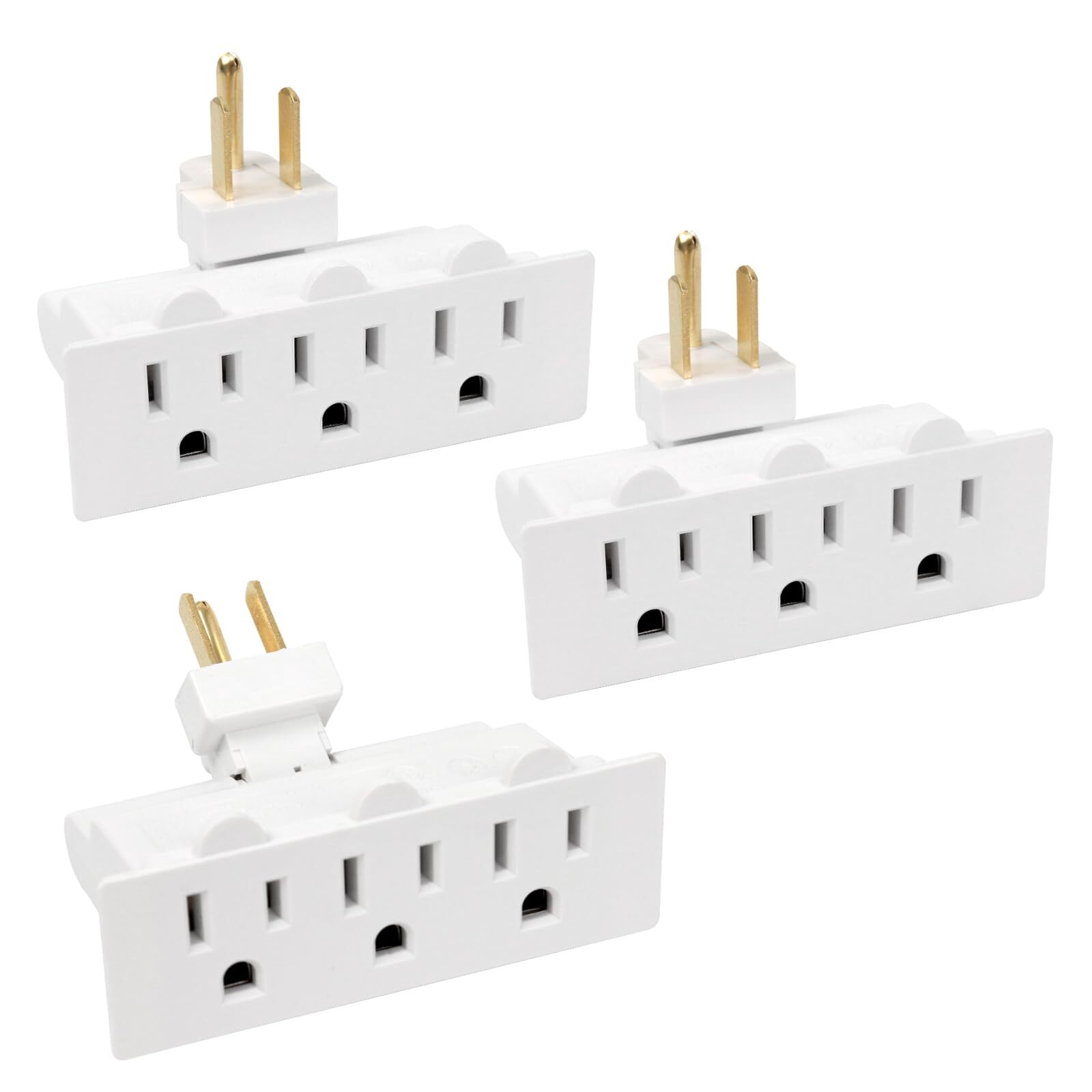 3 Outlet Swivel Wall Adapter Electrical Outlet Extender with Grounded ...