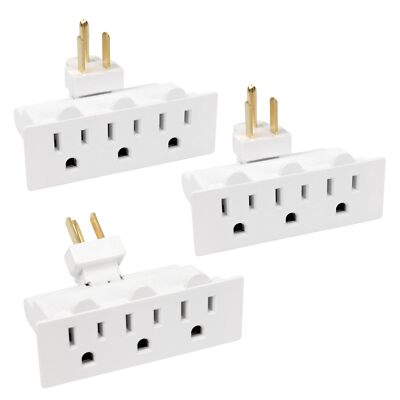 3 Outlet Swivel Wall Adapter Electrical Outlet Extender with Grounded ...