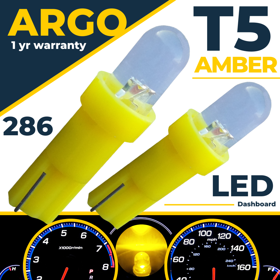T5 286 Led Amber Dashboard Bulbs Yellow Upgarde Speedo Wedge Car Bulb ...