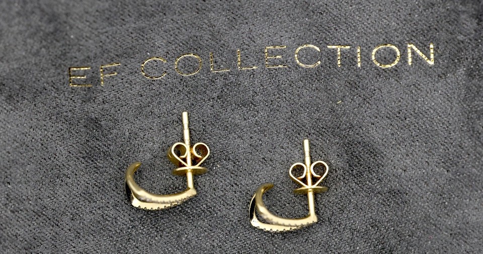 EF Collection Diamond Earring Set 14K Yellow White Gold Arrow Bolt ...