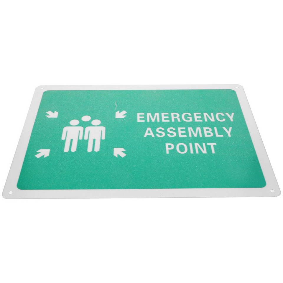 Emergency Assembly Area Sign Point Aluminum Electrical Safety Warning ...
