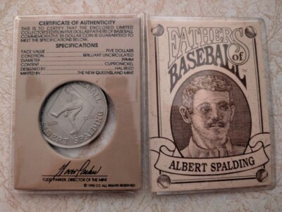 FATHERS OF BASEBALL ALBERT SPALDING UNCIRCULATED 5$ NEW QUEENSLAND MINT ...
