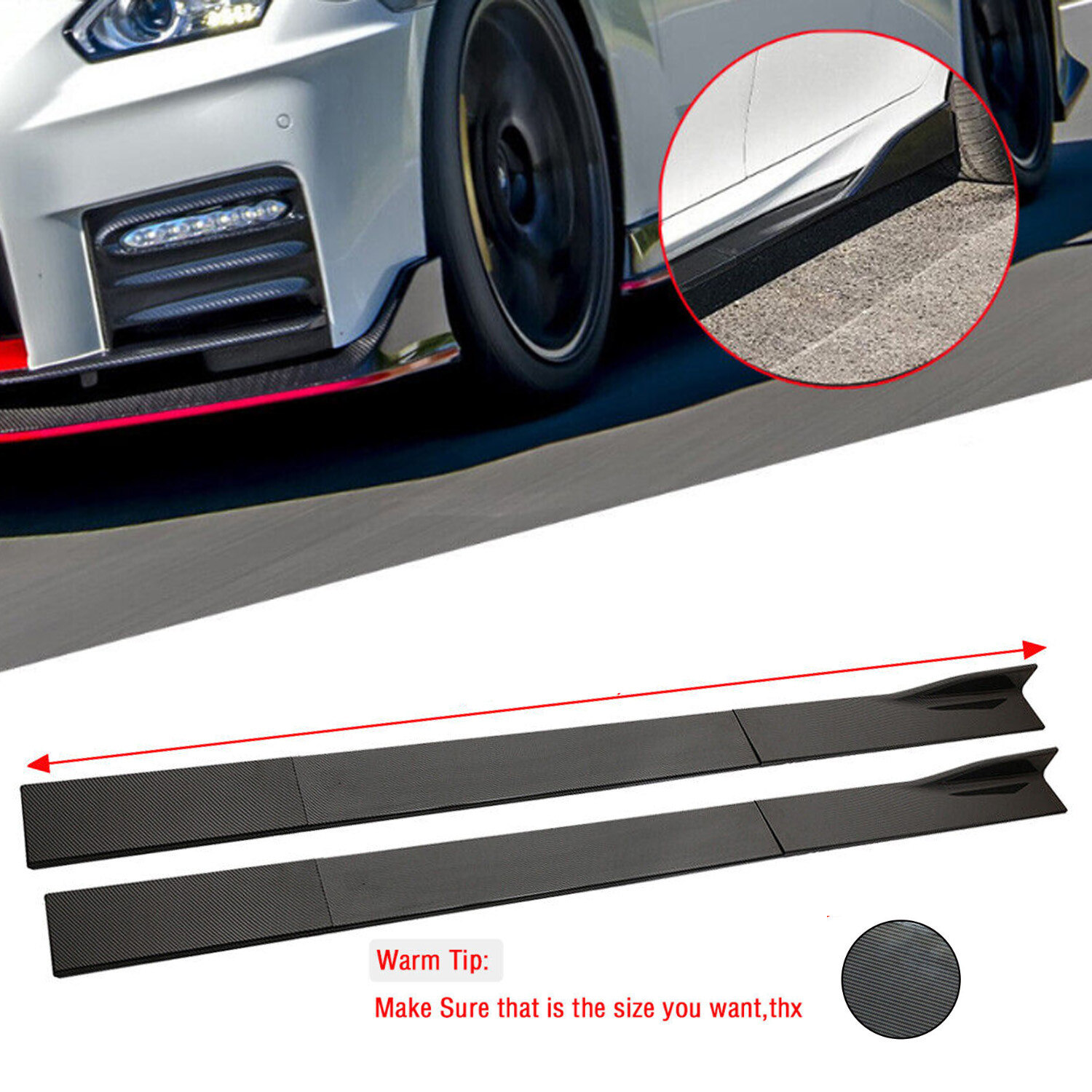 For Nissan Sentra Nismo Side Skirt Extension Rocker Panel Body Kit Lip ...