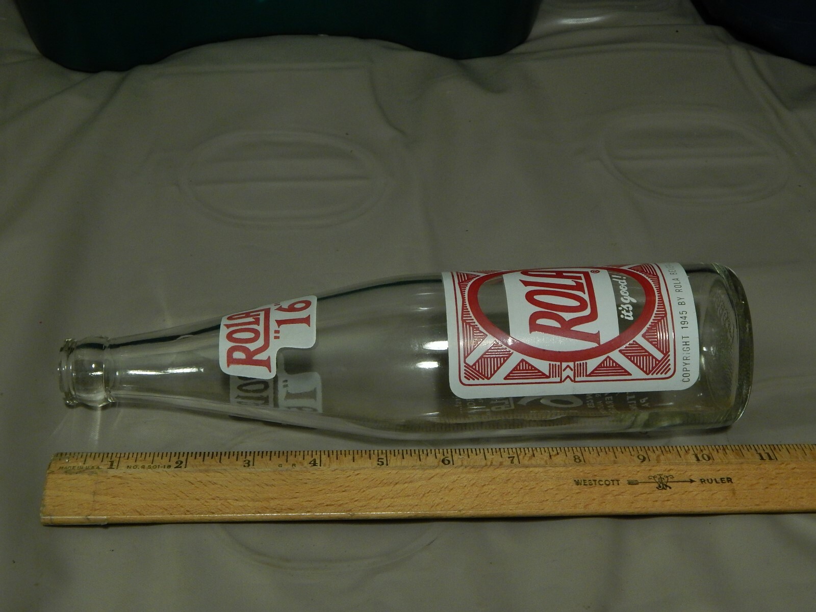 Rola Cola 16oz Glass Soda Pop Bottle {Erie, PA} 1945 Copyright ~ Vtg ...