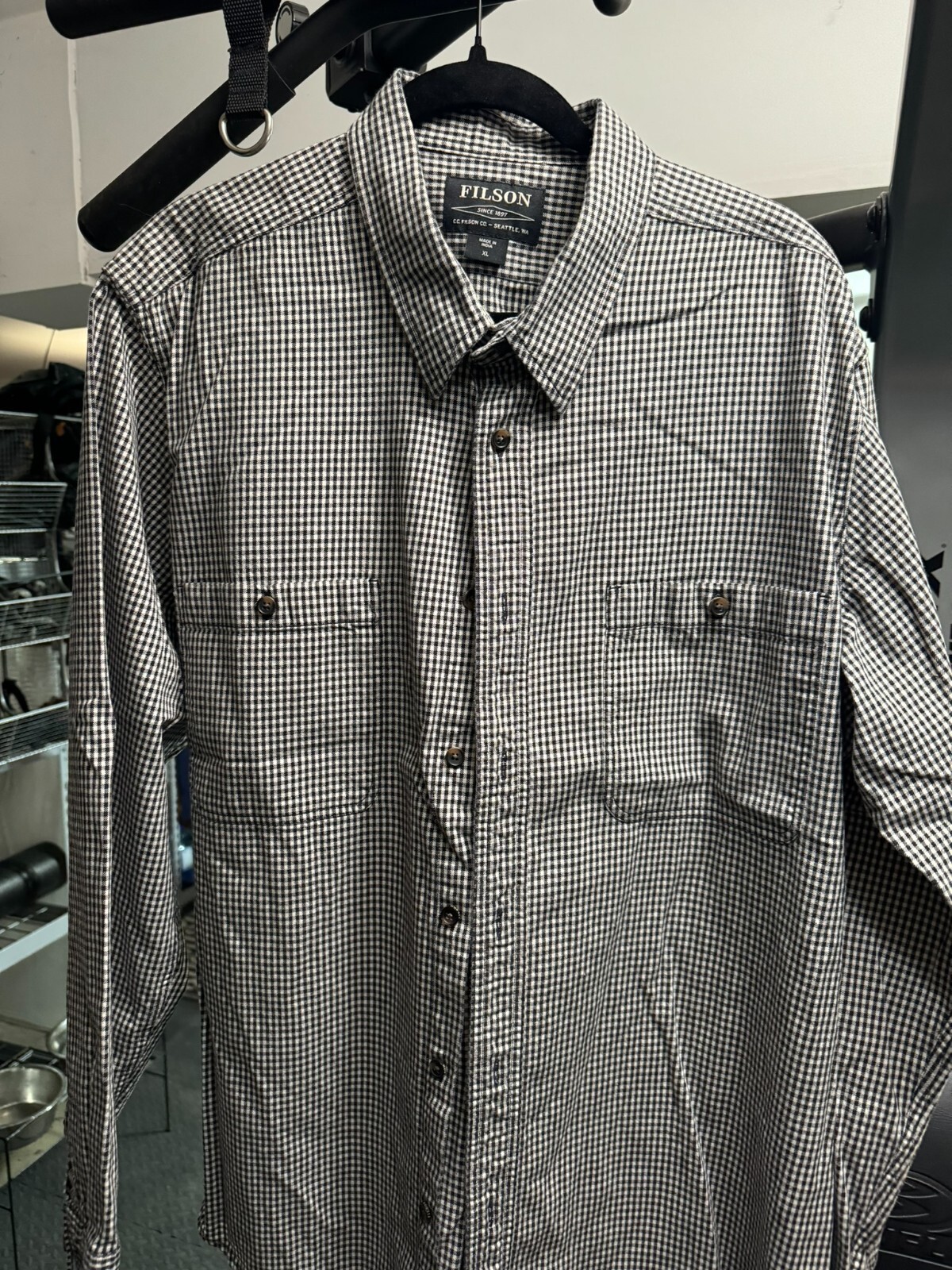 Rare Filson Scout Shirt Black & White Checked XL - Gem