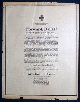 Rare 1918 World War I Red Cross Full Page Newspaper Ad - Forward Dallas ...