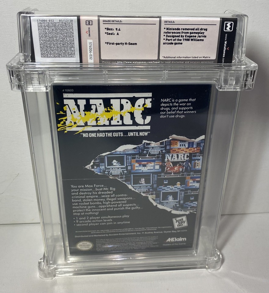 NARC (Nintendo Entertainment System, 1990) NES WATA 9.4A SEALED ...