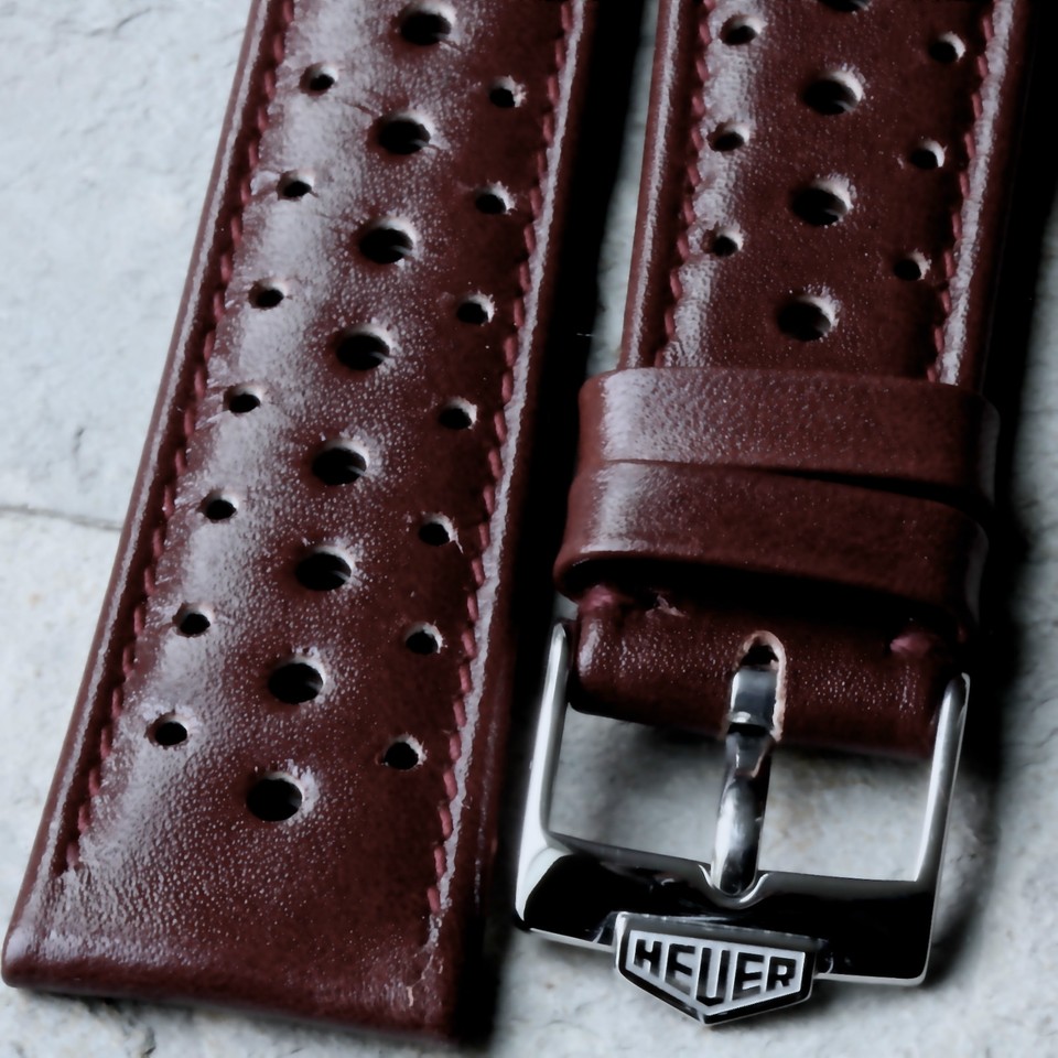 7 SOLD! Oxblood 20mm vintage chronograph 1970s NOS rally band steel ...