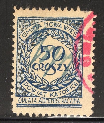 POLAND Nowa Wieś Katowice 1930s Municipal Revenue Stamp. Fiscal | eBay