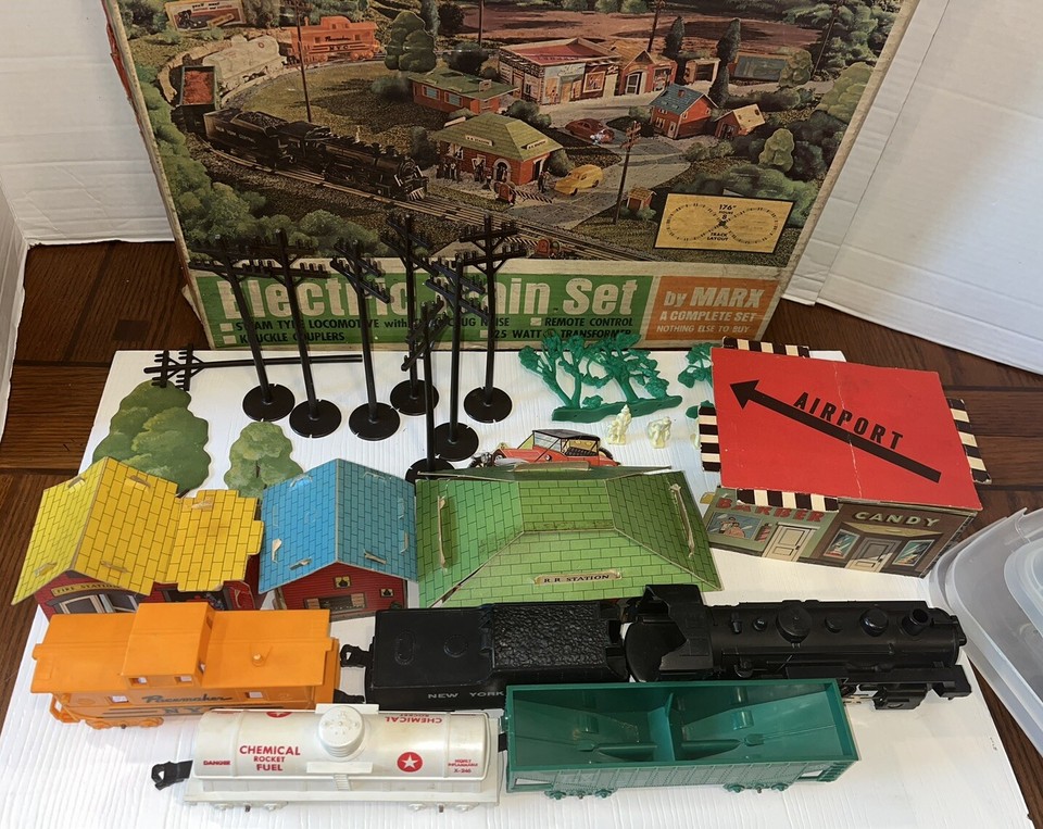 Vintage Marx Electric Train Set 4553 Tracks Village Transformer Bonus 4 ...