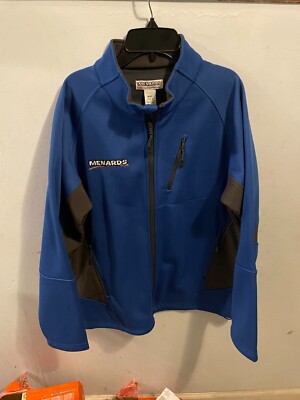 Mens Menards Blue Gray Full Zip Mock Neck Soft Shell Work Jacket Size M ...