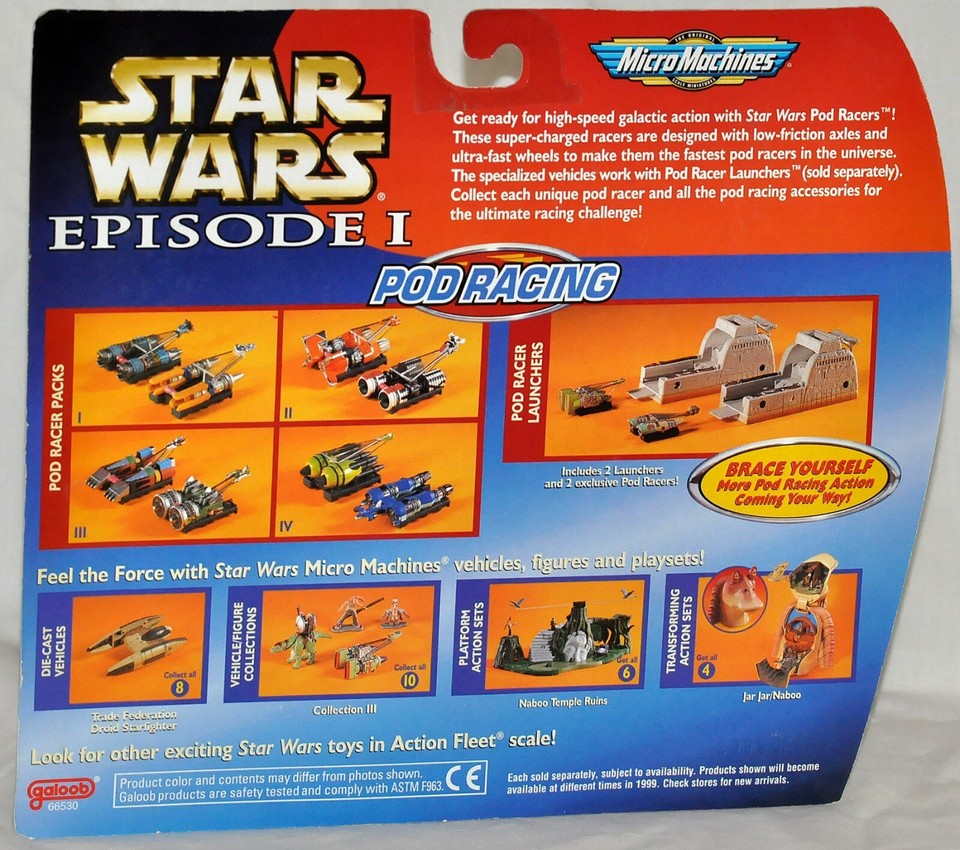 Star Wars EP1 Micro Machines Die Cast Boles Roor & Neva Kee Pod Racer ...