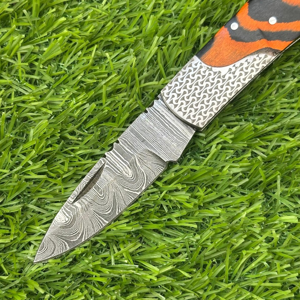 Set of 4 Custom Handmade Damascus Pocket Folding Knives - Folding ...