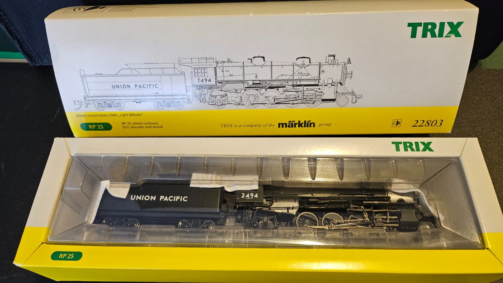 Marklin Trix HO Scale 22803 Light Mikado 2-8-2 Union Pacific RP 25 Rd ...
