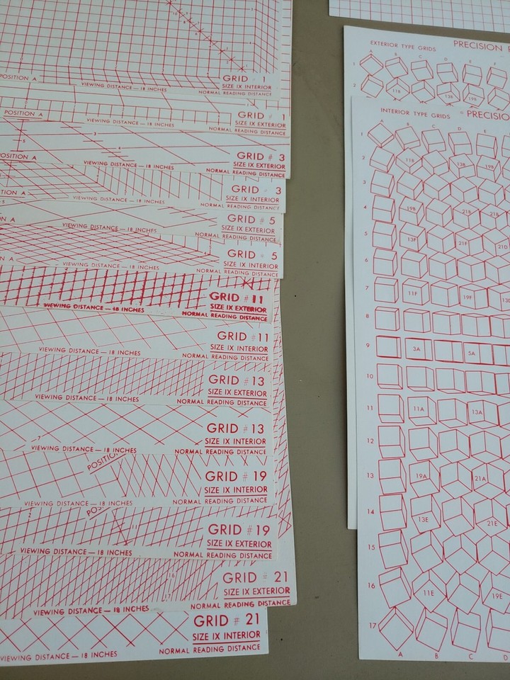 1955 Lawson Perspective Grid Charts Size IX Basic Set W Selector Charts ...