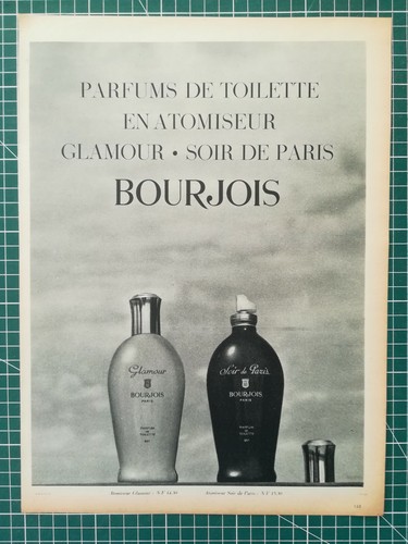 048 PUBLICITE ANCIENNE 1960 34x25cm Parfum Bourgeois Glamour Soir de ...