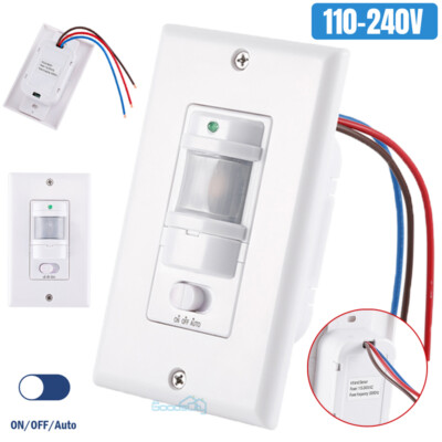 110-240V Automatic PIR Occupancy Motion Sensor Light Switch Auto On/Off ...