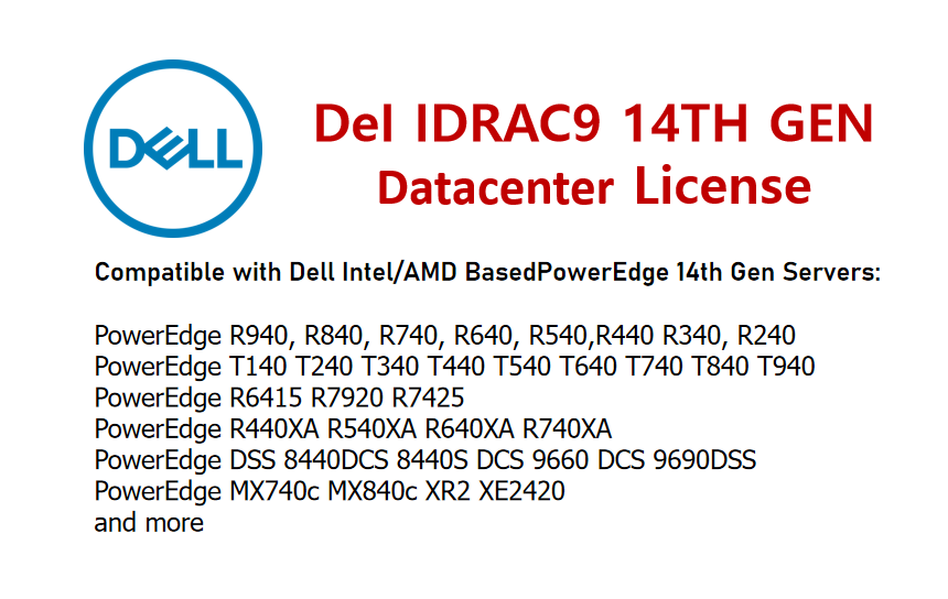 DELL iDRAC9 iDRAC9 x5 iDRAC9 x6 DataCenter License for 14th 15th 16th ...