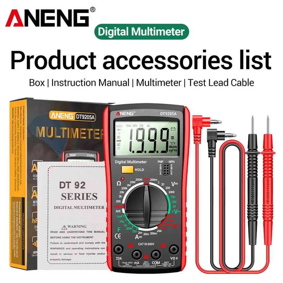 Professional Digital Multimeter Voltmeter Ohmmeter Ammeter Multi Tester ...