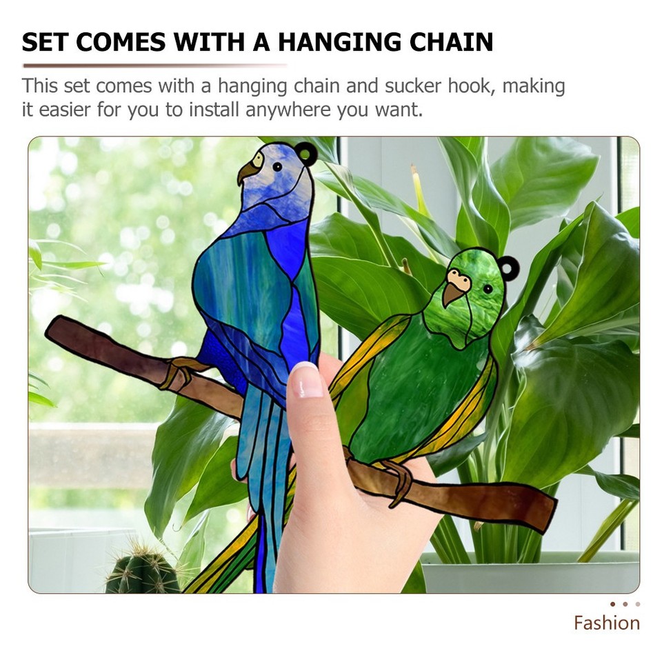 Acrylic Bird Window Hanging Ornament Decorative Parrot Pendant for Home ...