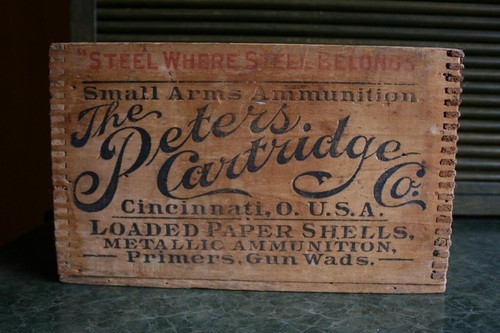 Wooden PETERS Cartridge Co. Crate Advertising TARGET shell box ammo ...