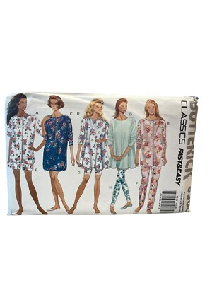 Butterick Sewing Pattern 6360 Pajamas Top Bottom Nightgown Miss Size XS ...