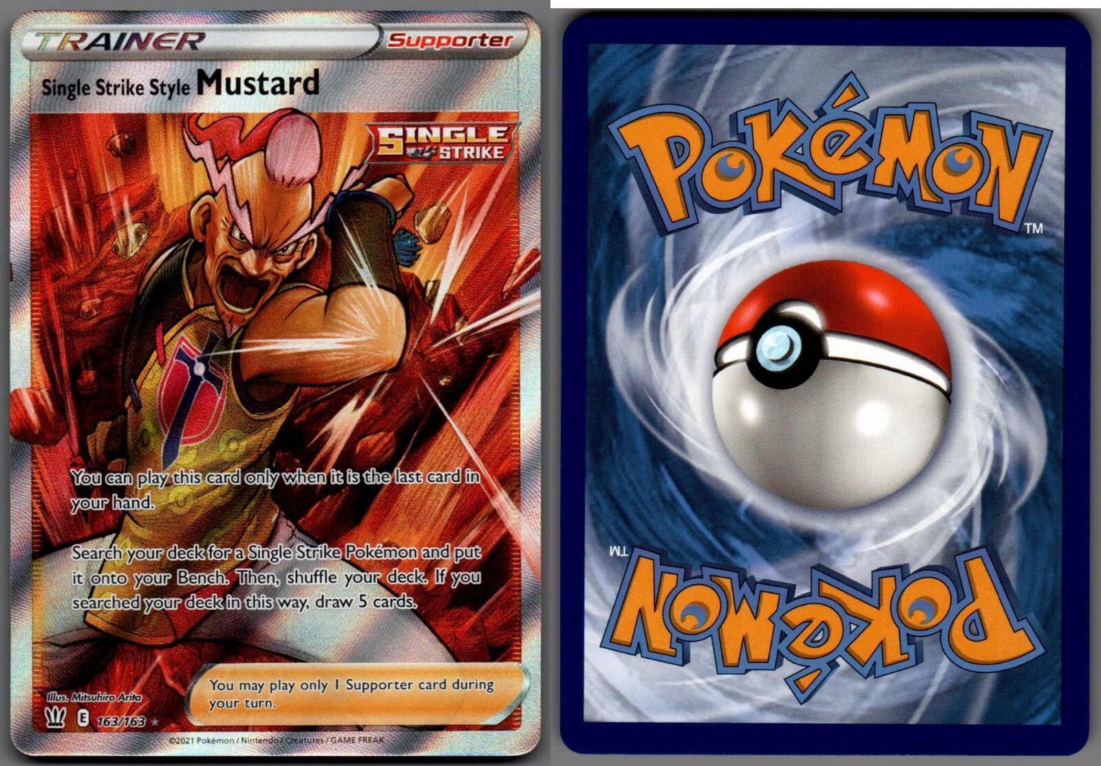 2021 Pokemon, Battle Styles,#163/163 SingleStrike Mustard, Full Art ...