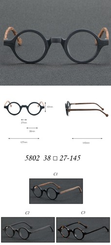 Japanese Small Round Eyeglass Frames Wood Acetate 42 mm Glasses Brand ...