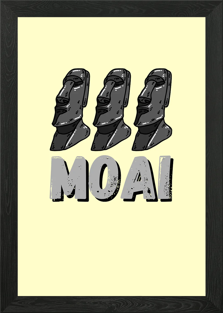 Moai Statues Easter Island Framed Wall Art Poster Canvas Print Picture ...
