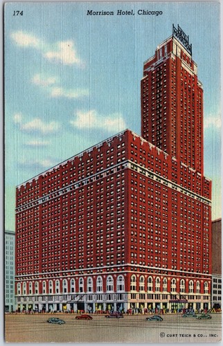 Chicago Illinois IL, Morrison Hotel, Brick Tower, Rooftop Sign, Street ...