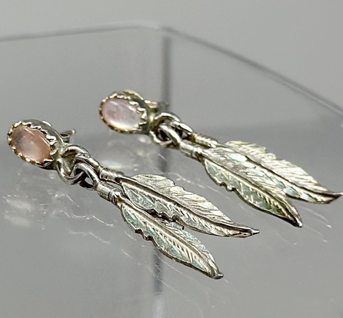 Vintage Sterling Silver 925 Native American Feathers Dangling Drop Earrings 1.25 | eBay